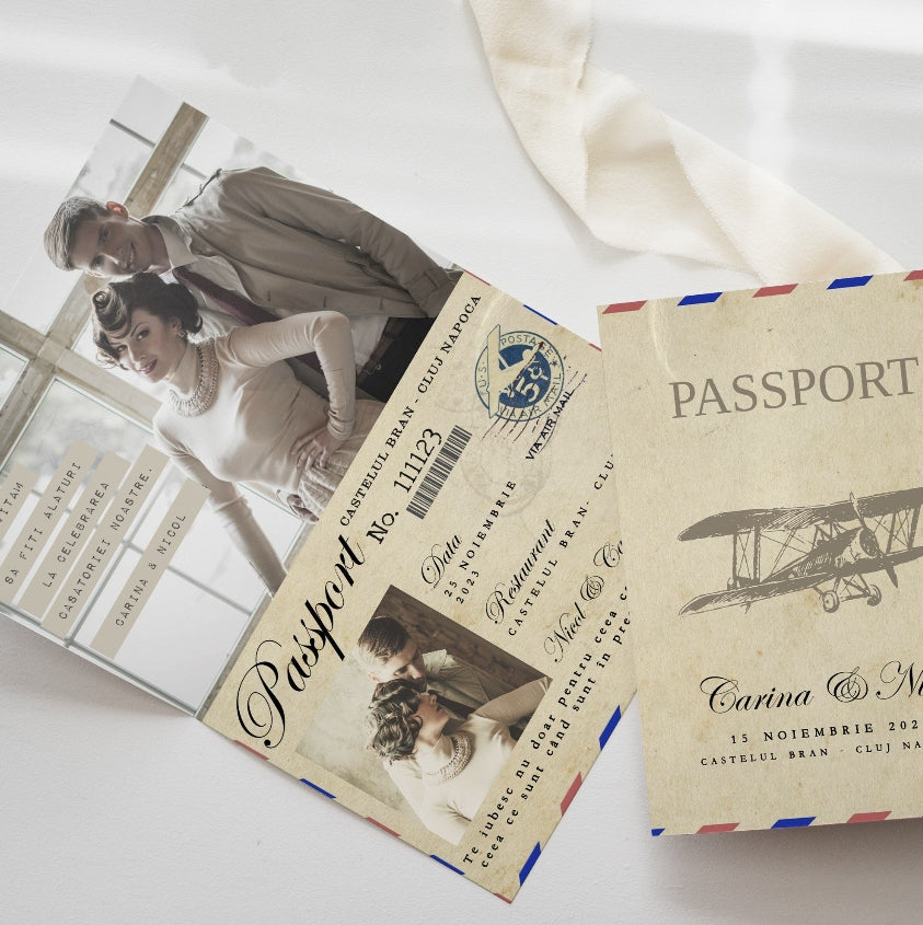 Invitații Nuntă Tematice Pașaport, Ziar și Love Letter | Diandra Events ...